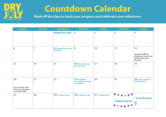 Dry July - Countdown Posters