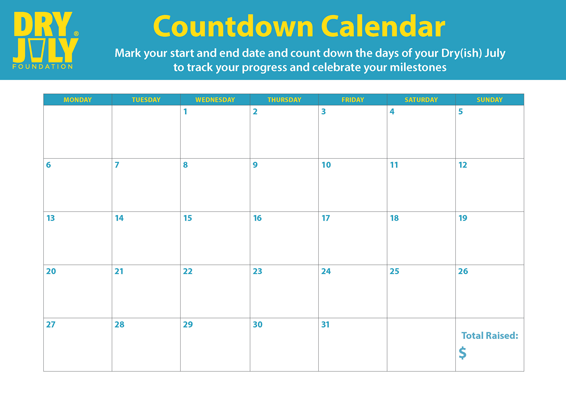 Dry July - Countdown Posters